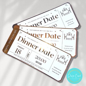 Foil Dinner Date Ticket , Perfect for Valentine's Day or Any Romantic ...