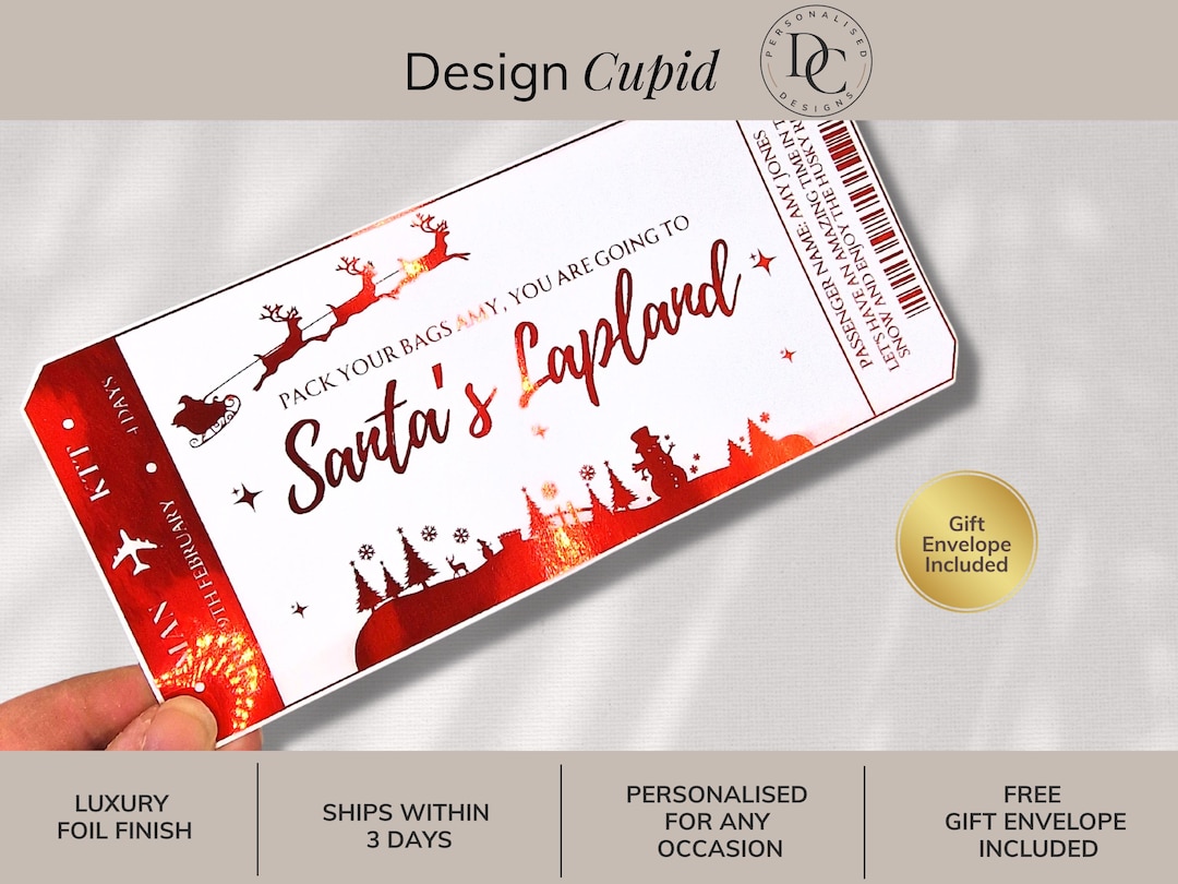 Foil Lapland Trip Invitation: Personalised Santa Ticket Keepsake - Etsy