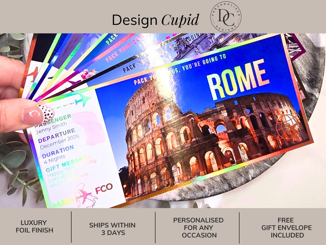 Surprise Holiday Reveal Ticket; Personalised Foil Boarding Pass for Any ...