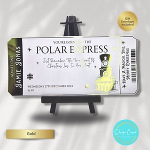 Personalised Foiled Polar Express Ticket, Custom Golden Ticket ...