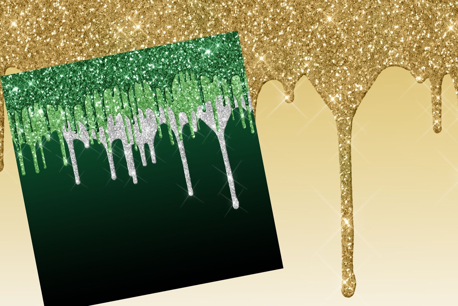 Christmas Dripping Glitter Digital Paper, Glitter Frosting Drips ...