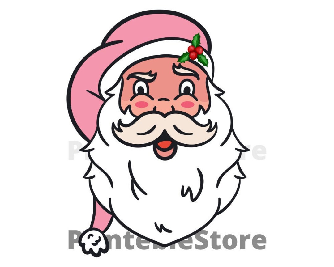 Vintage Digital Clipart | Pink Santa Claus Christmas Vintage Greeting ...