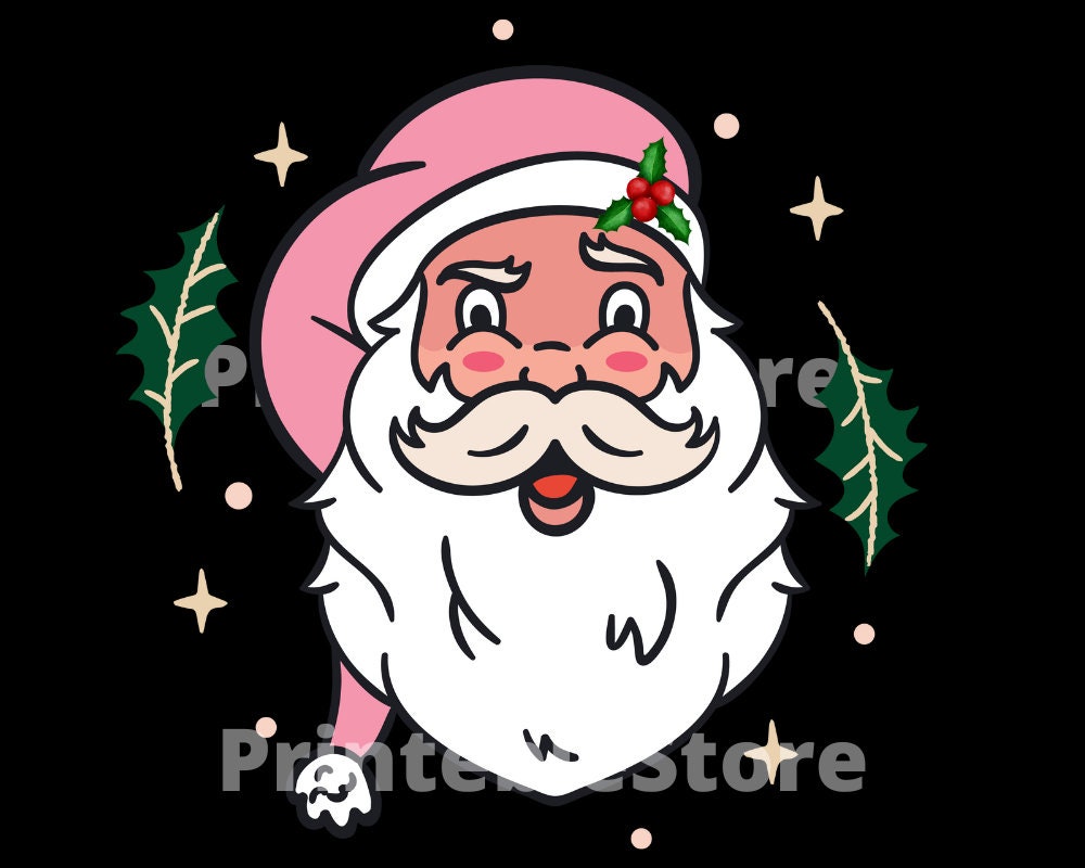 Vintage Digital Clipart | Pink Santa Claus Christmas Vintage Greeting ...