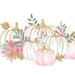 Pink White and Gold Watercolor Pumpkins Clip Art - Sparkling Gold ...