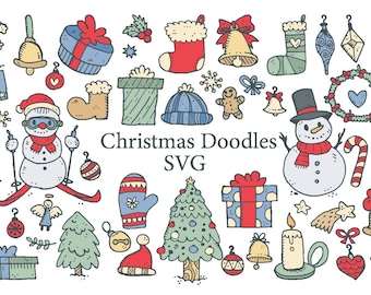 Christmas Clip Art Commercial Use, Doodle Winter Clipart, Scandinavian ...