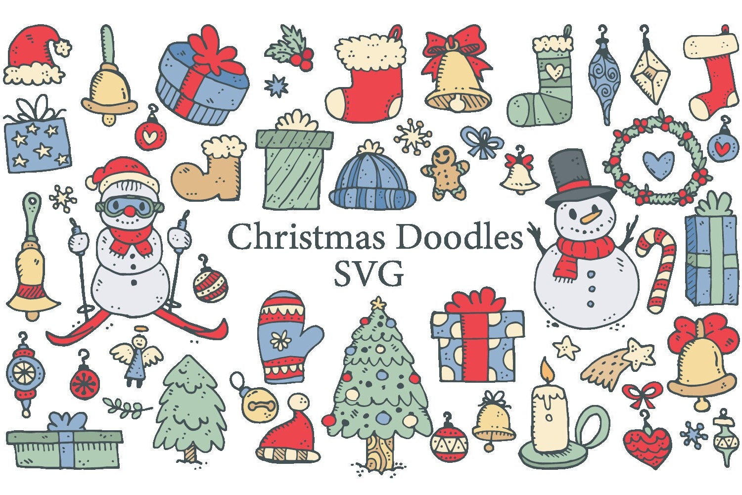 Christmas SVG Clip Art Commercial Use, Doodle Winter Clipart ...