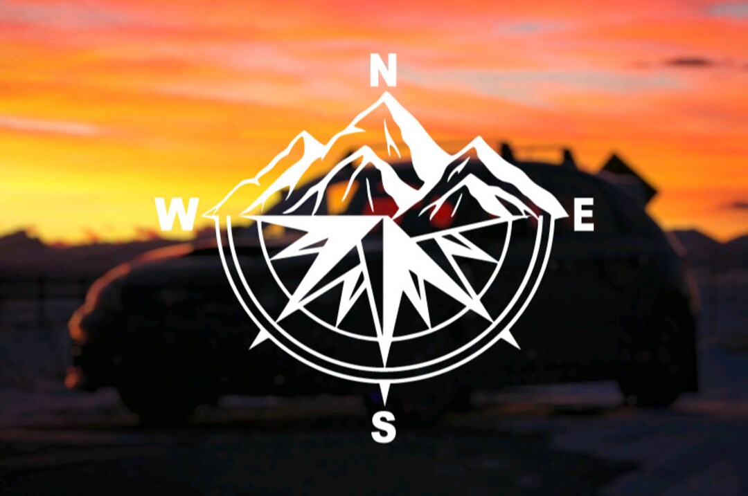 Mountains Compass Car Window Decal, Truck SUV Decal, Motorcycle Decal ...