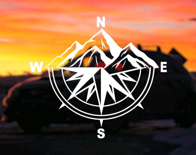 Motorcycle Decal, Car Decal, Biker Decals, Mountain Decal, Compass ...
