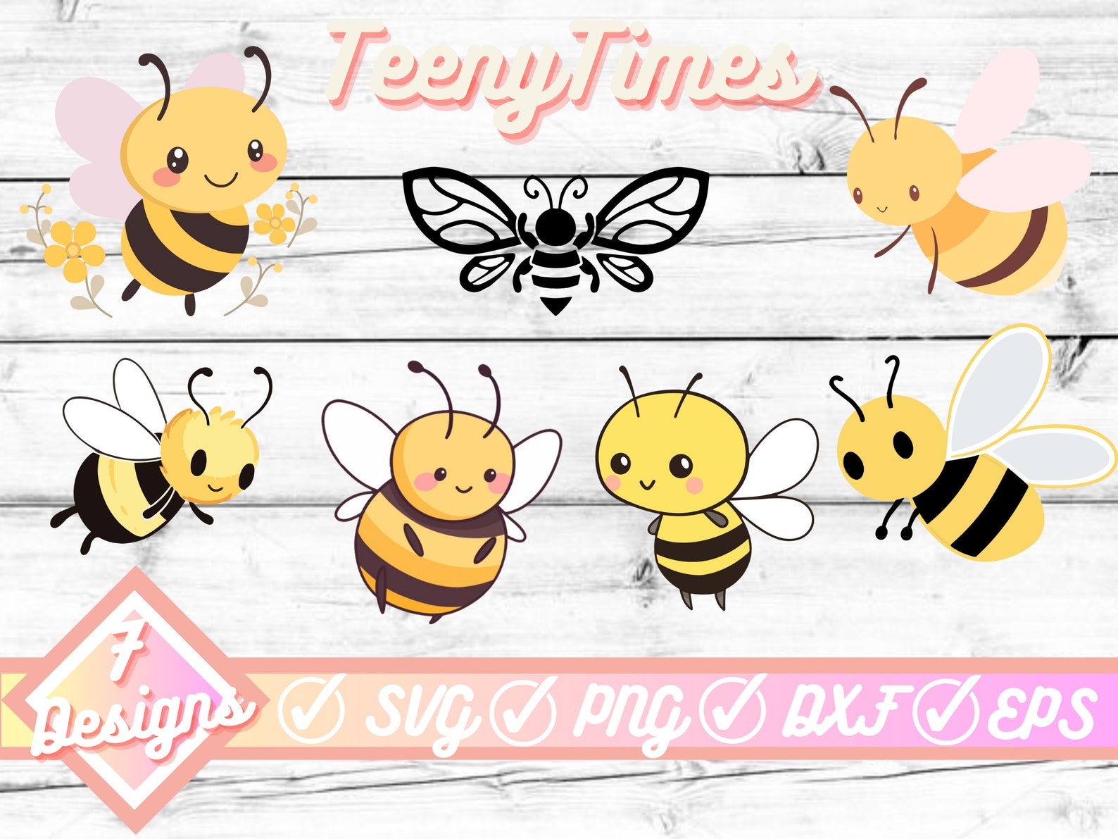 Super Cute Bee Svg Bundle, Honey Bee Svg, Bee Png, Bumble Bee Svg ...