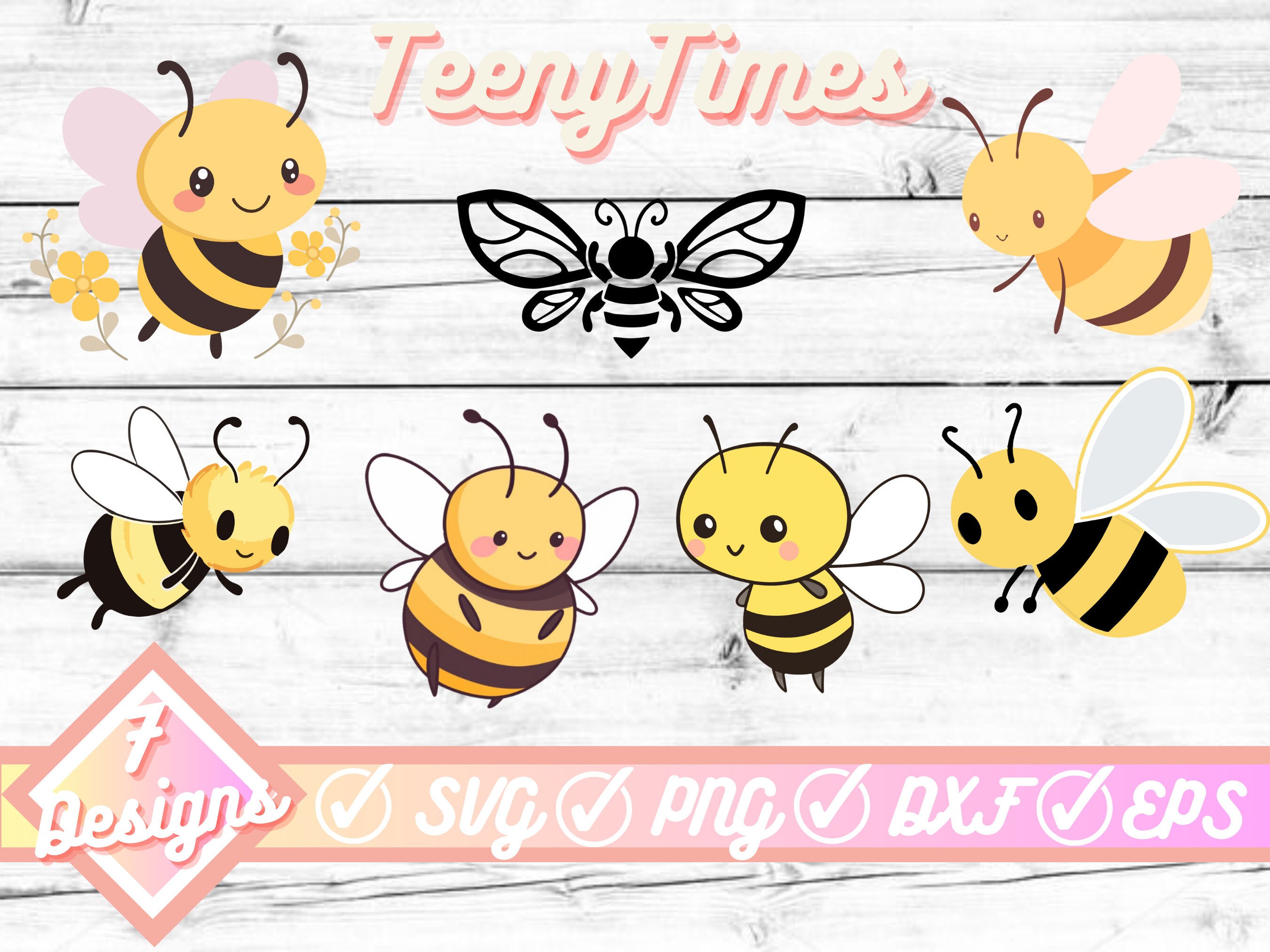 Super Cute Bee Svg Bundle, Honey Bee Svg, Bee Png, Bumble Bee Svg ...