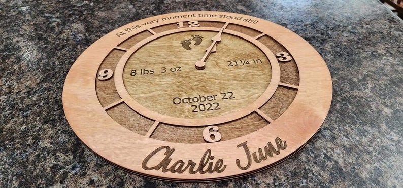 Digital Download Laser File, Time and Date Birth Clock W/ Stand, 0-24 ...