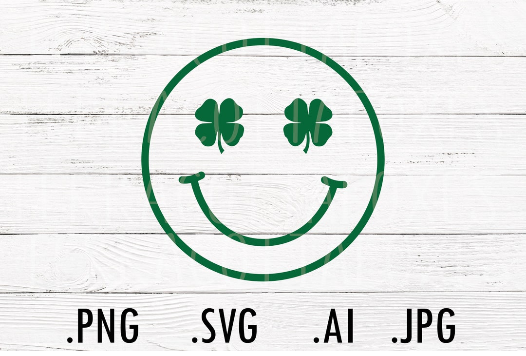 Retro St. Patty's Smiley Face Svg | Shamrock Smiley Face Svg | St ...