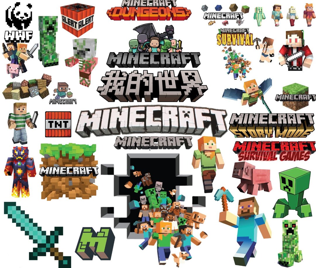 Minecraft PNG,SVG,PDF / Minecraft Clipart, Minecraft Bundle, Minecraft ...
