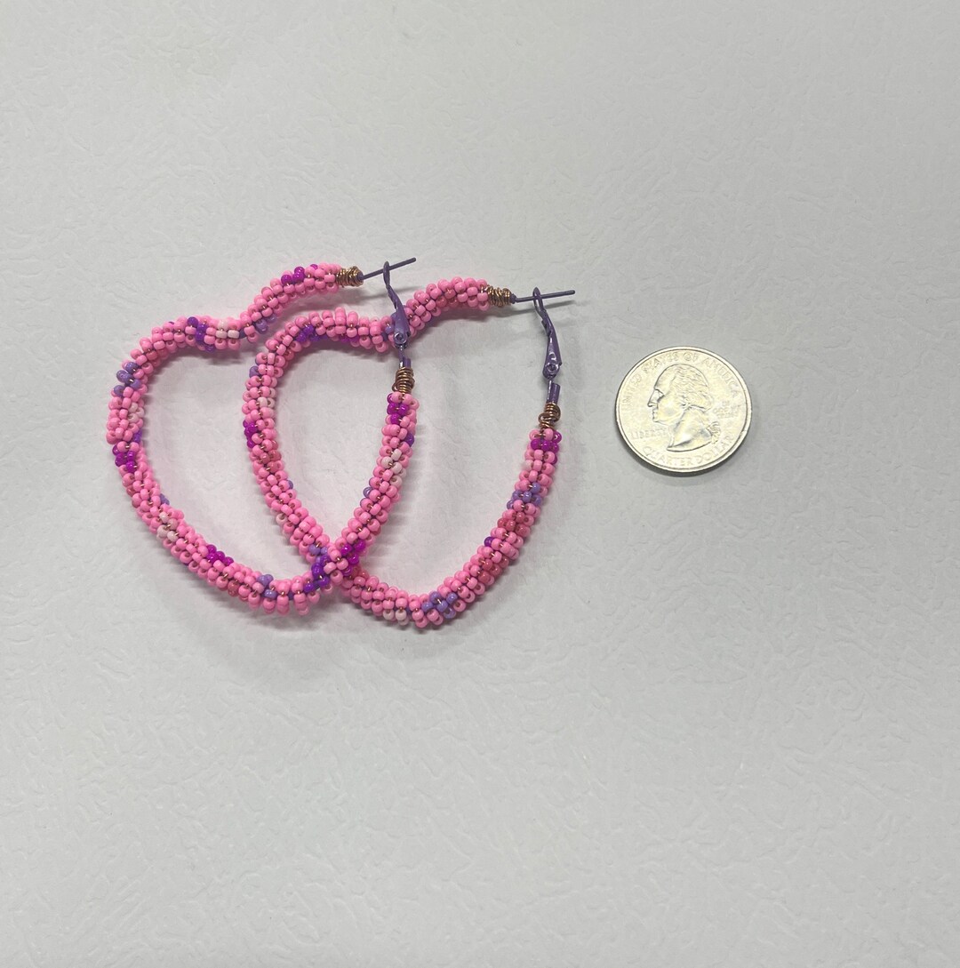 Native American Wire Beaded Heart Earrings - Etsy