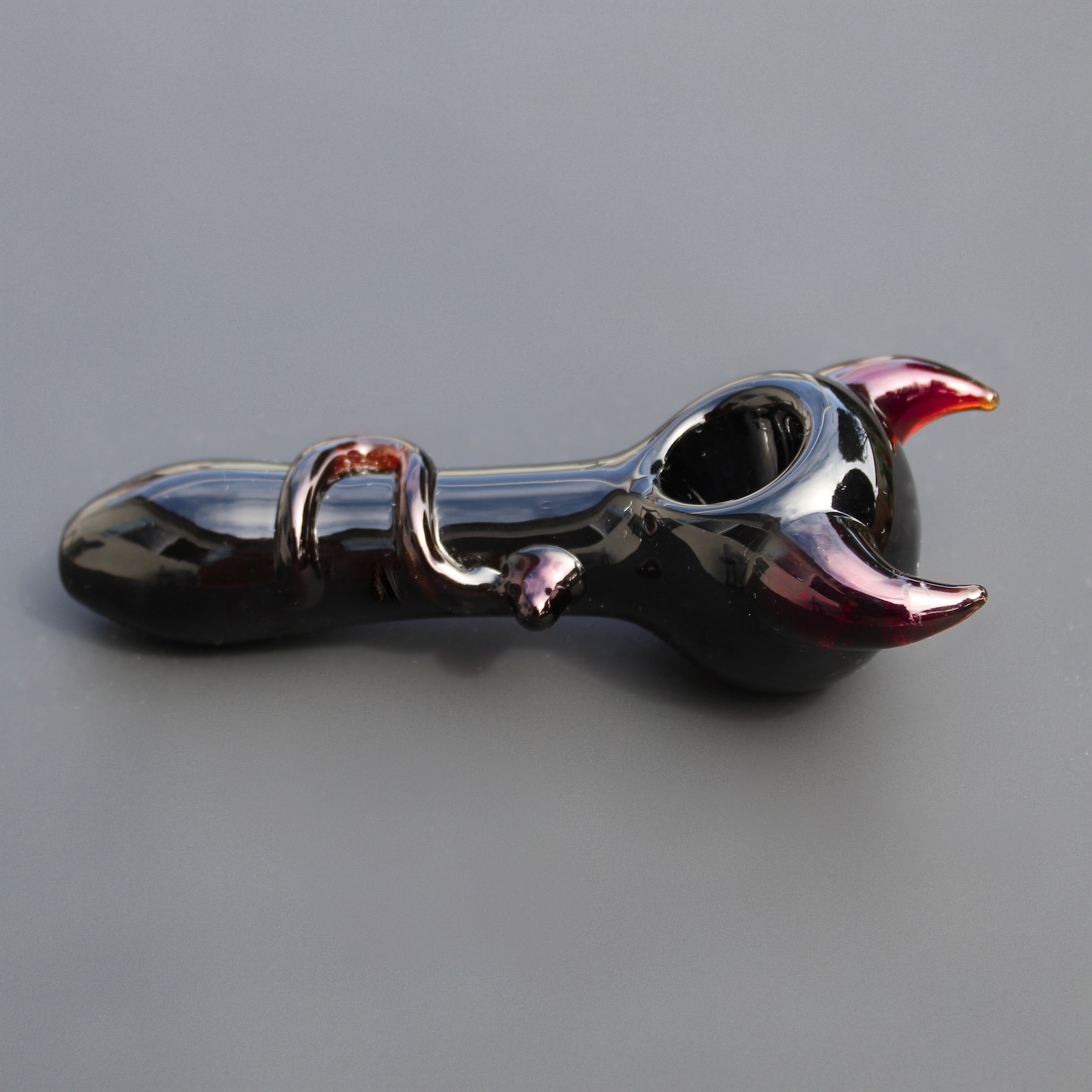 Red Devil Glass Pipe Unique Handmade Girly Black Heady Spoon Pipe Hand ...