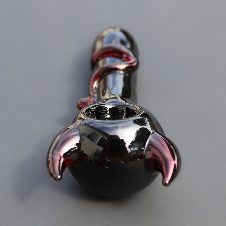 Red Devil Glass Pipe Unique Handmade Girly Black Heady Spoon - Etsy