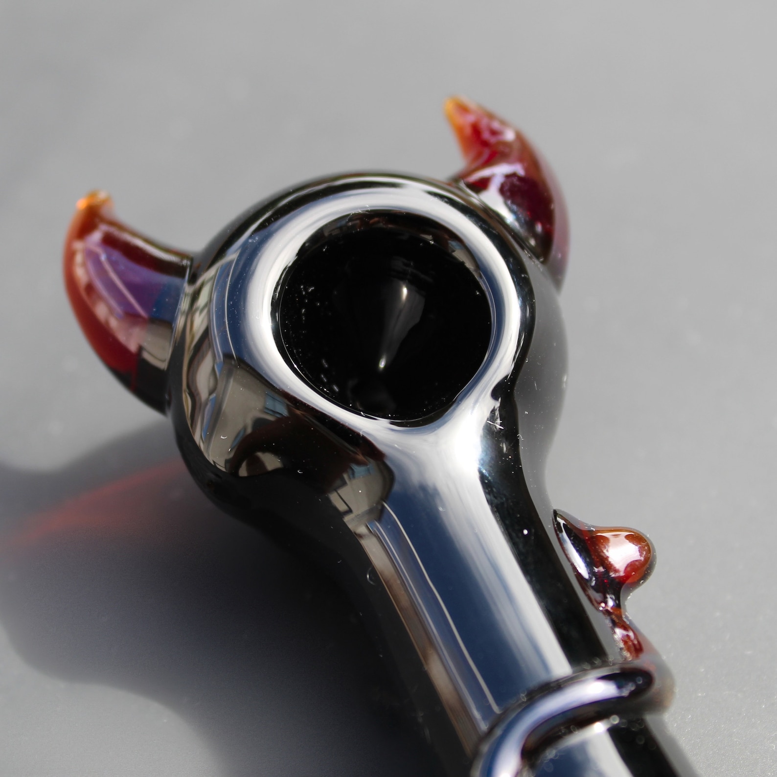 Red Devil Glass Pipe Unique Handmade Girly Black Heady Spoon Pipe Hand ...
