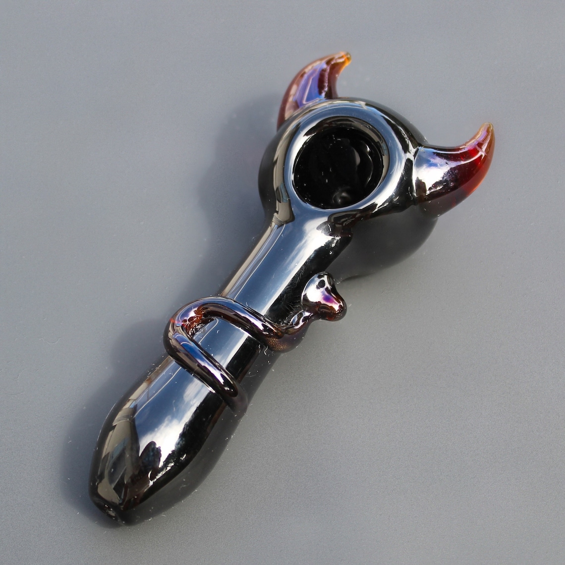 Red Devil Glass Pipe Unique Handmade Girly Black Heady Spoon - Etsy