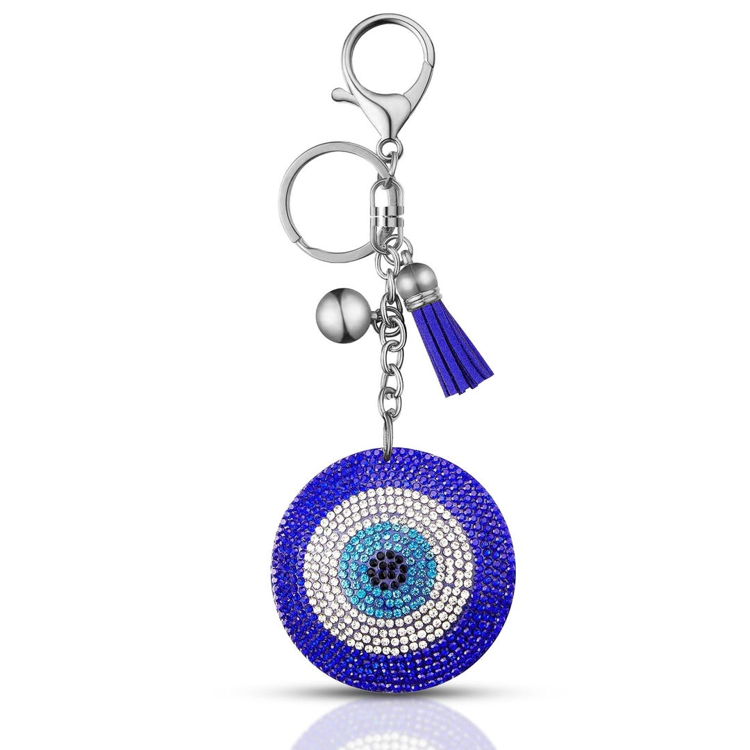 Rhinestone Evil Eye Royal Blue Color Keychainbling Backpack Keyrings ...