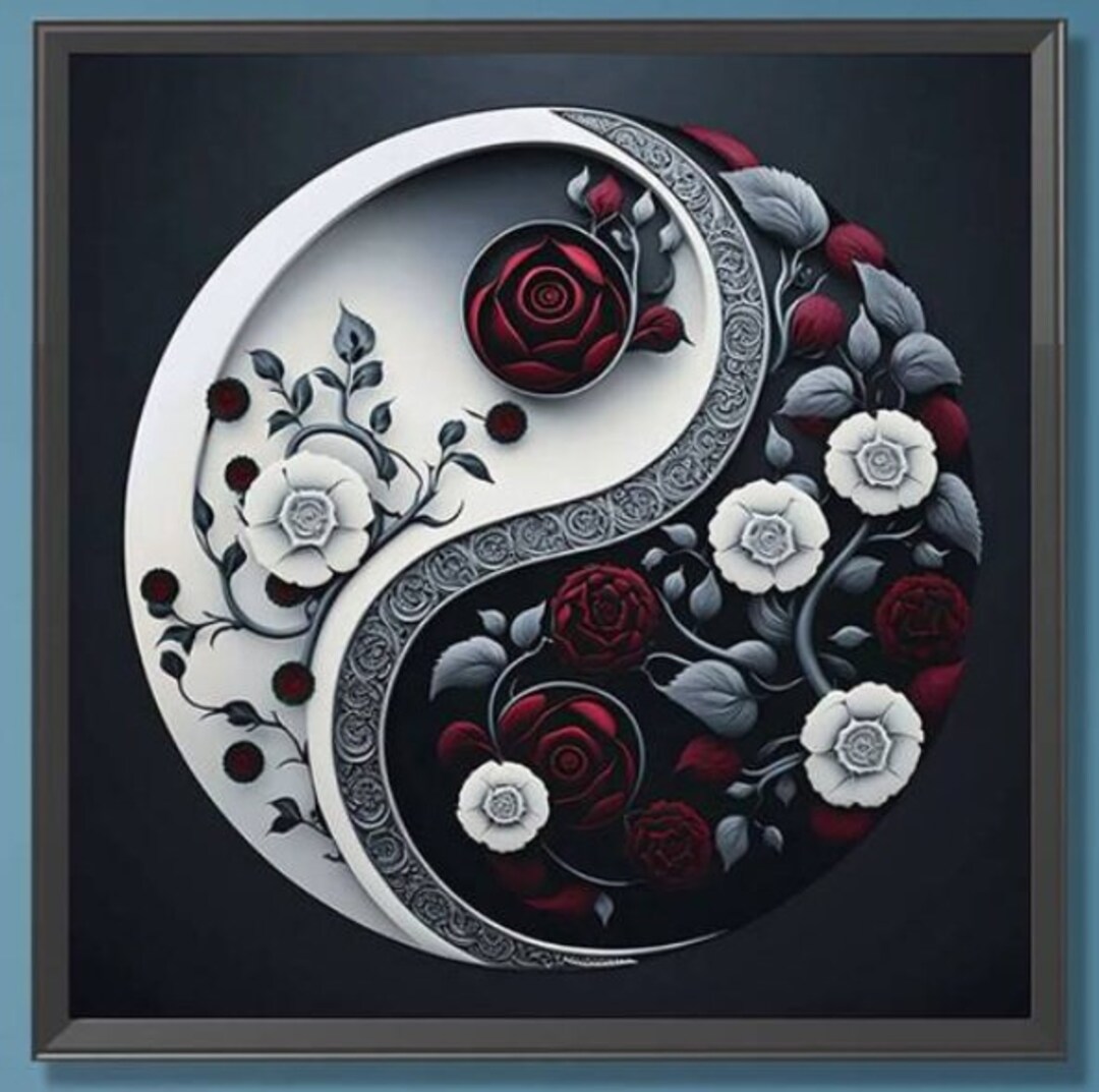 Yin Yang Roses Print and Frame Wall Art Home Decor Fantasy Print ...