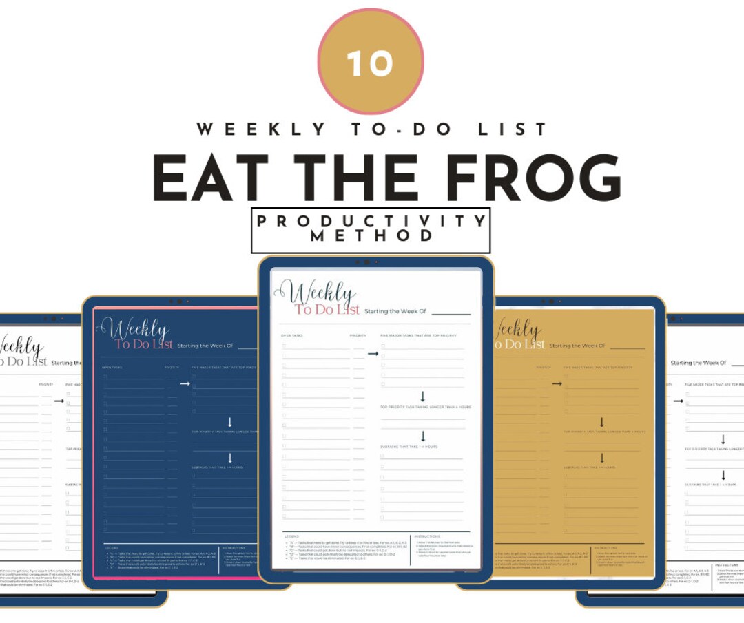 Eat the Frog Weekly To-do List Set of 10 Productivity Planner Sheets ...