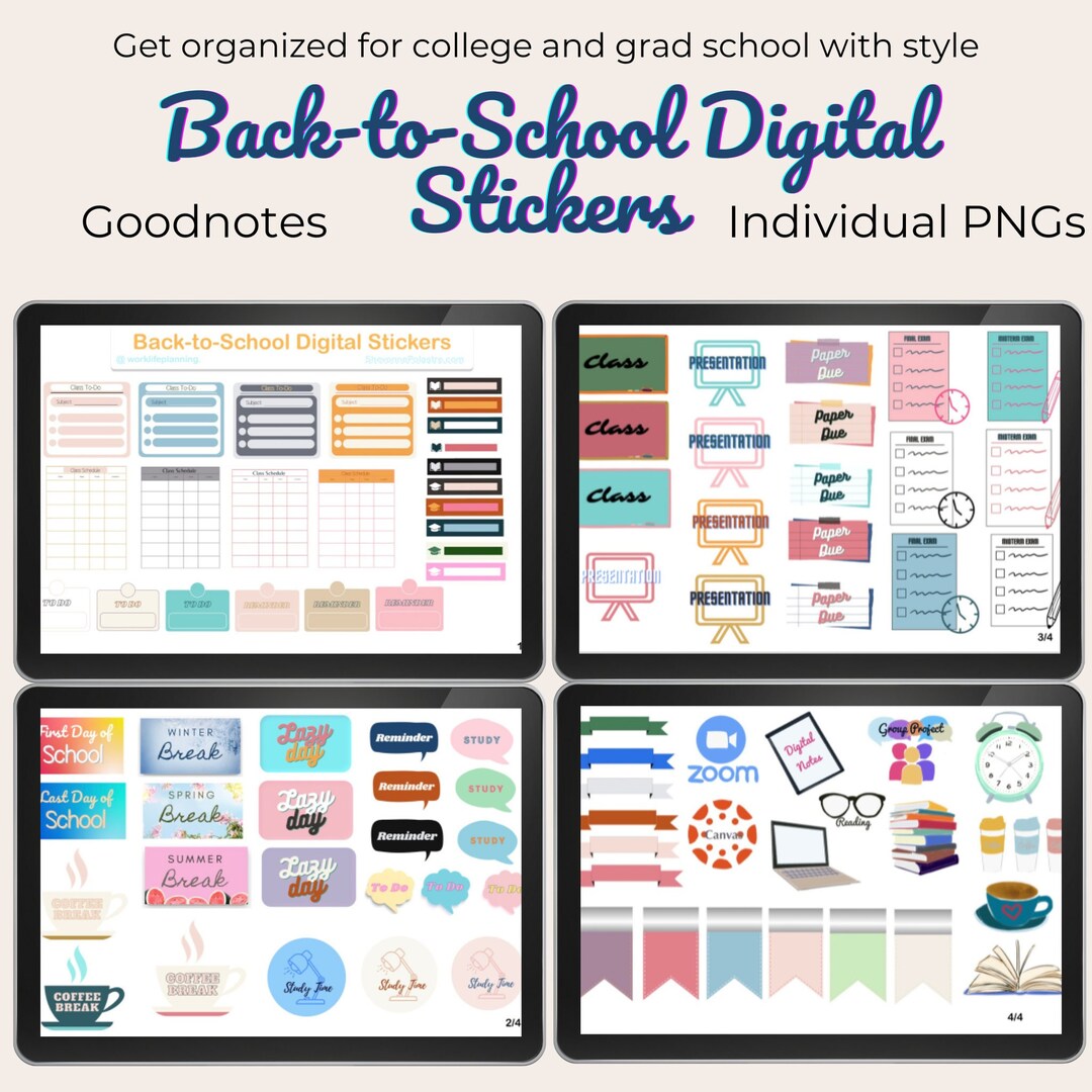 Back-to-school Digital Stickers for College and Grad School - Etsy