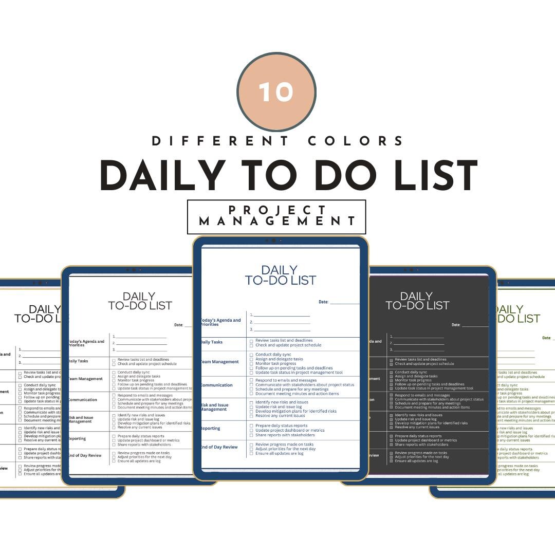 Boost Productivity: 10-color Project Management Daily To-do List ...