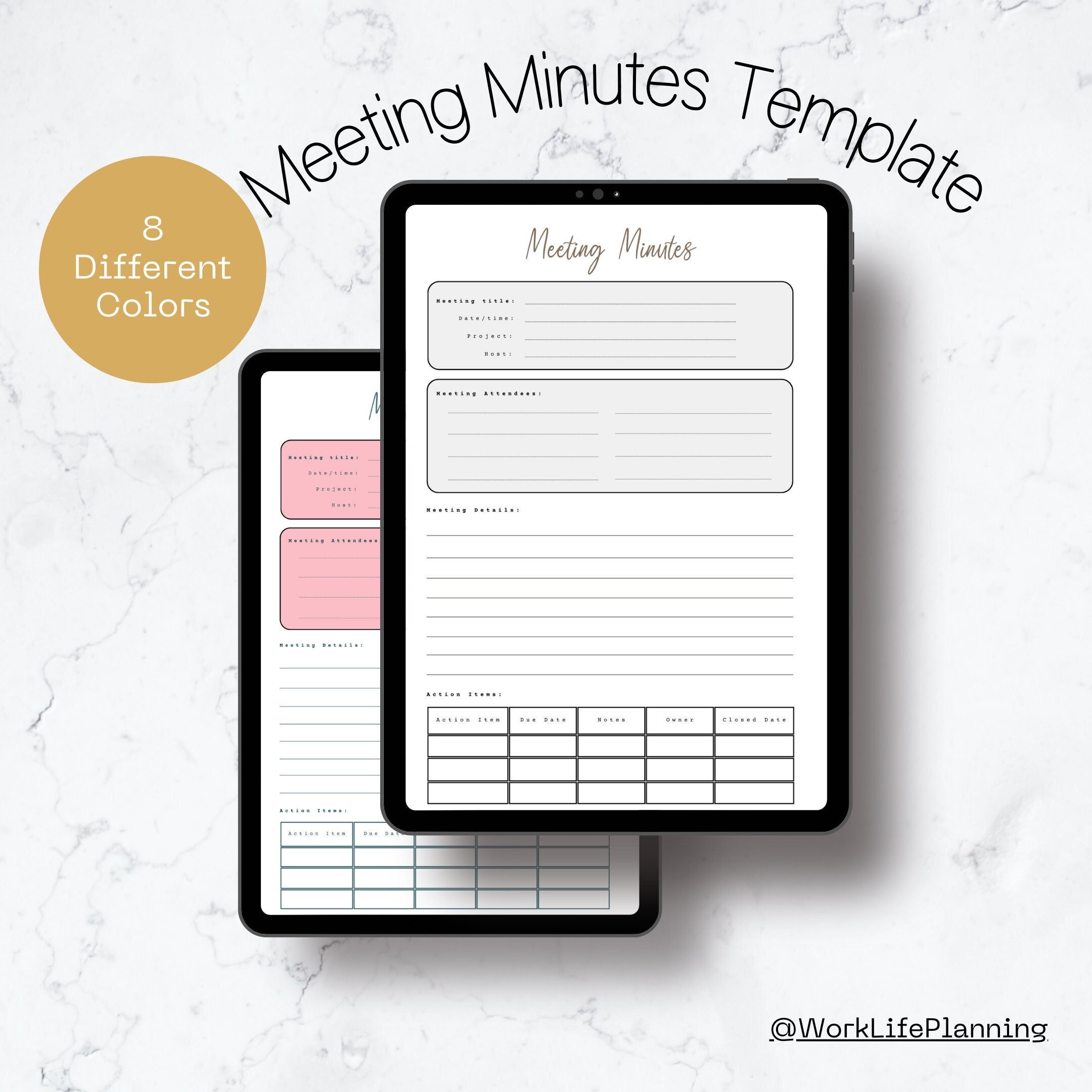 Meeting Minutes Template Bundle, Project Management Template, Meeting ...