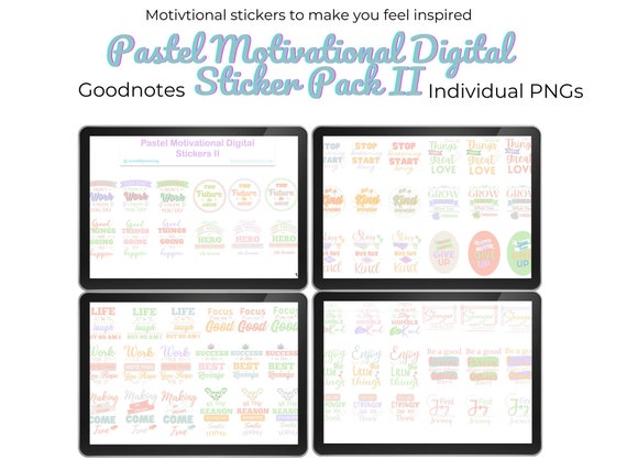 Pastel Motivational Digital Stickers Pack II L Individual PNG - Etsy