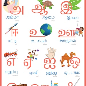 Tamil Alphabet Wallcharts (printed), Vowels, Consonants & Numbers - Etsy