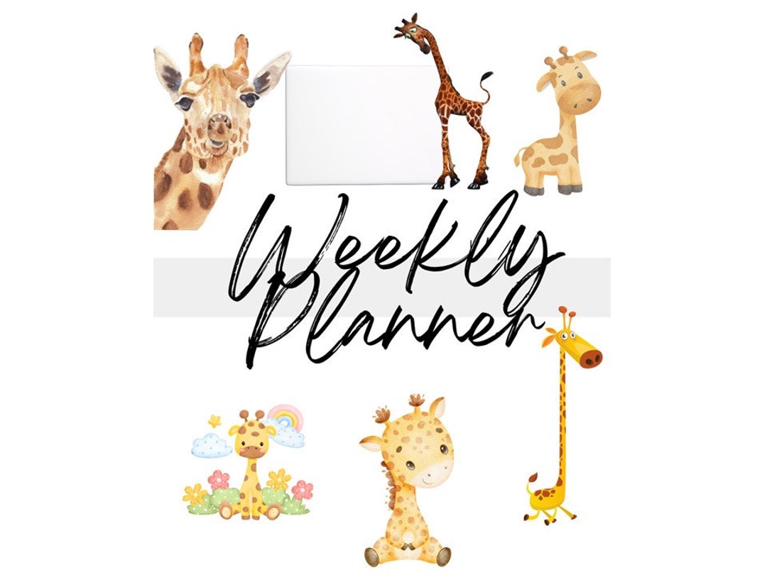 Giraffe UNDATED Weekly PLANNER - 12 Month Pages - Over 25 Weekly Pages ...