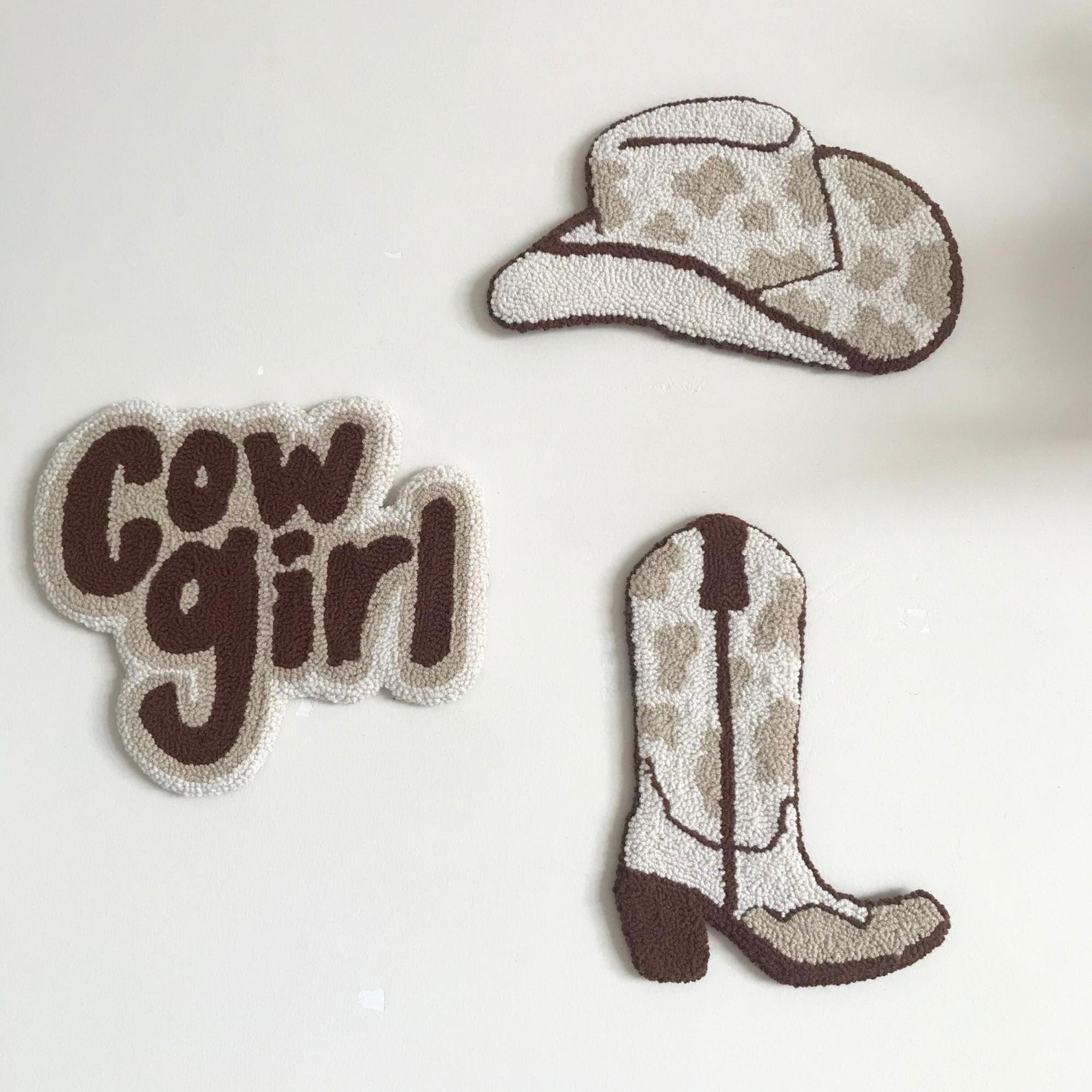 Punch Needle Cowboy Decor,cowgirl Boot Wall Art,wall Hanging Western ...