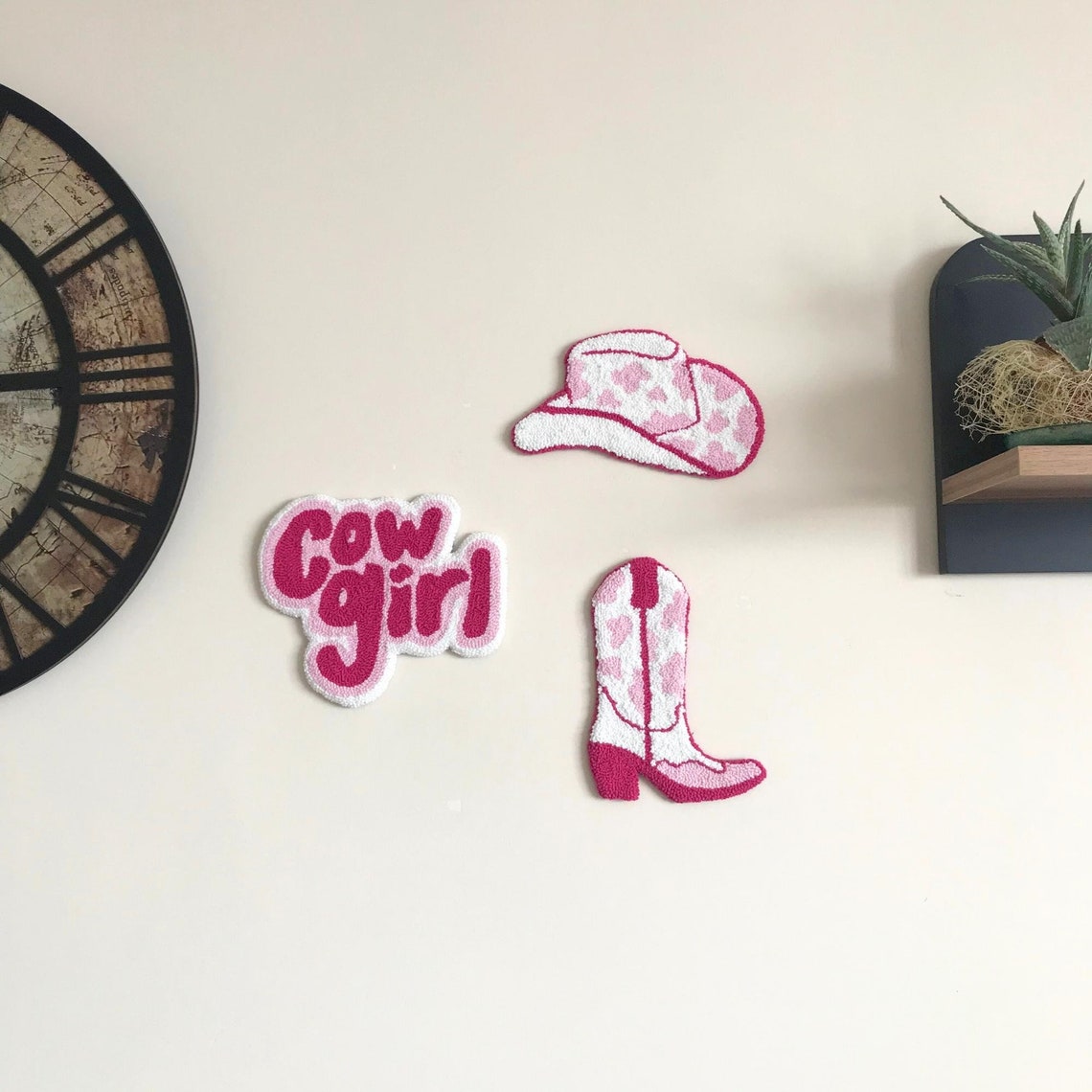 Punch Needle Cowboy Decor,cowgirl Boot Wall Art,wall Hanging Western ...