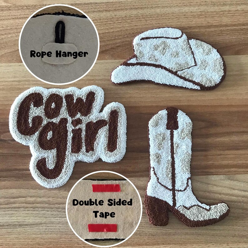 Punch Needle Cowboy Decor,cowgirl Boot Wall Art,wall Hanging Western ...