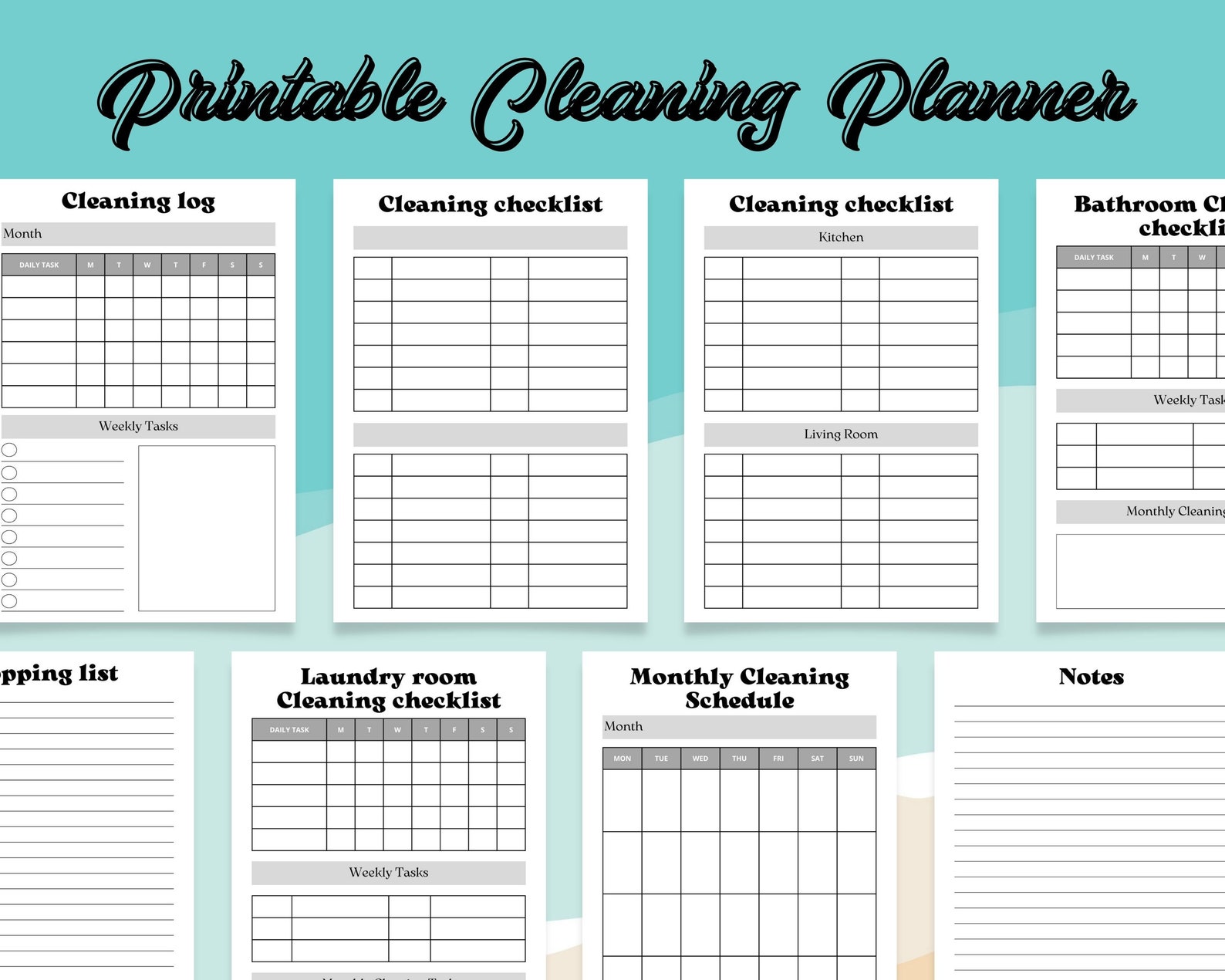 Instant Download Minimalist Cleaning Planner, Simple Home Management ...