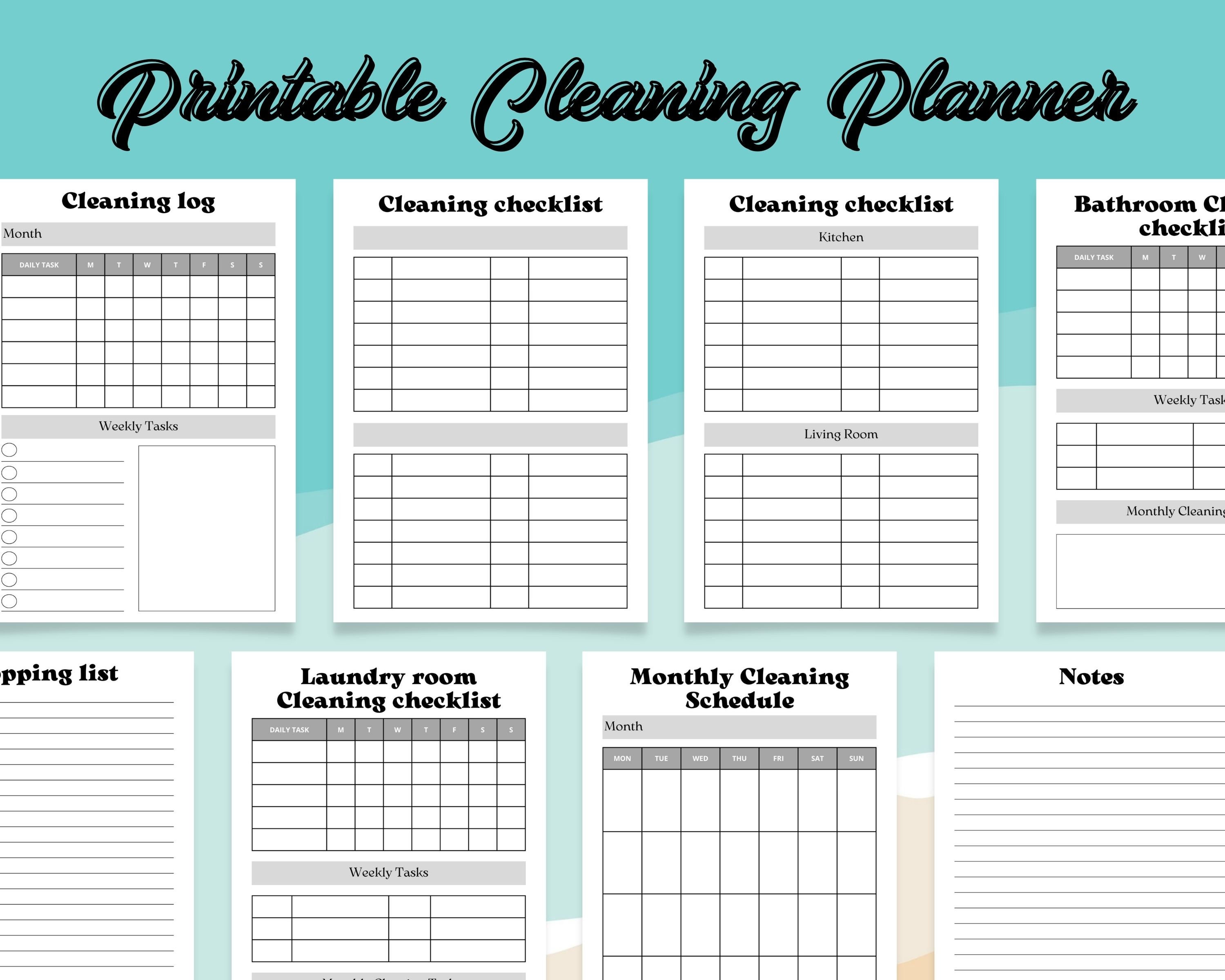 Instant Download Minimalist Cleaning Planner, Simple Home Management ...