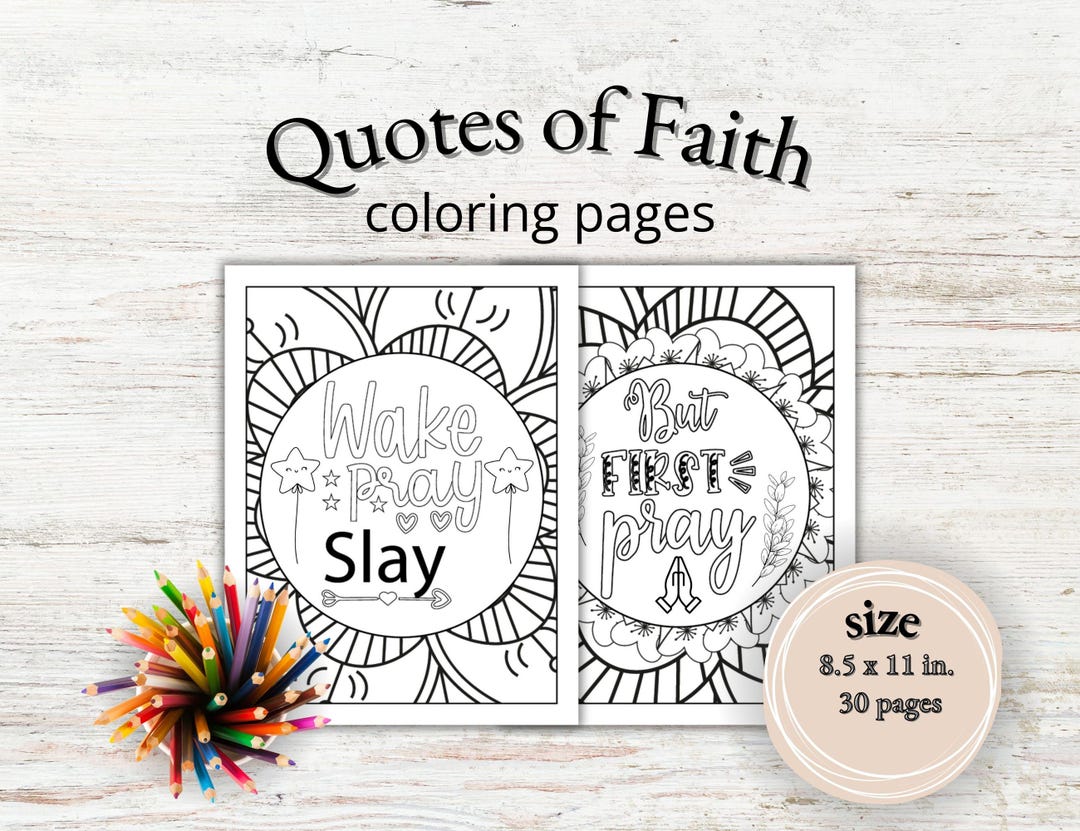 30 Quotes of Faith Coloring Sheets for Stress Relief, Mandala Bible ...