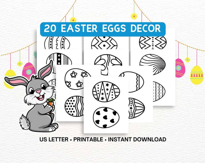 20 Easter Egg Coloring Pages for Toddlers and Preschool, Printable ...