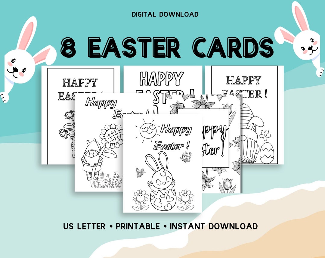 Greetings Easter Cards, Coloring Easter Cards, Happy Easter Cards, - Etsy
