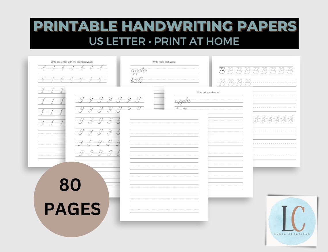 Printable Handwriting Paper Template Writing Practice Workbook - Etsy