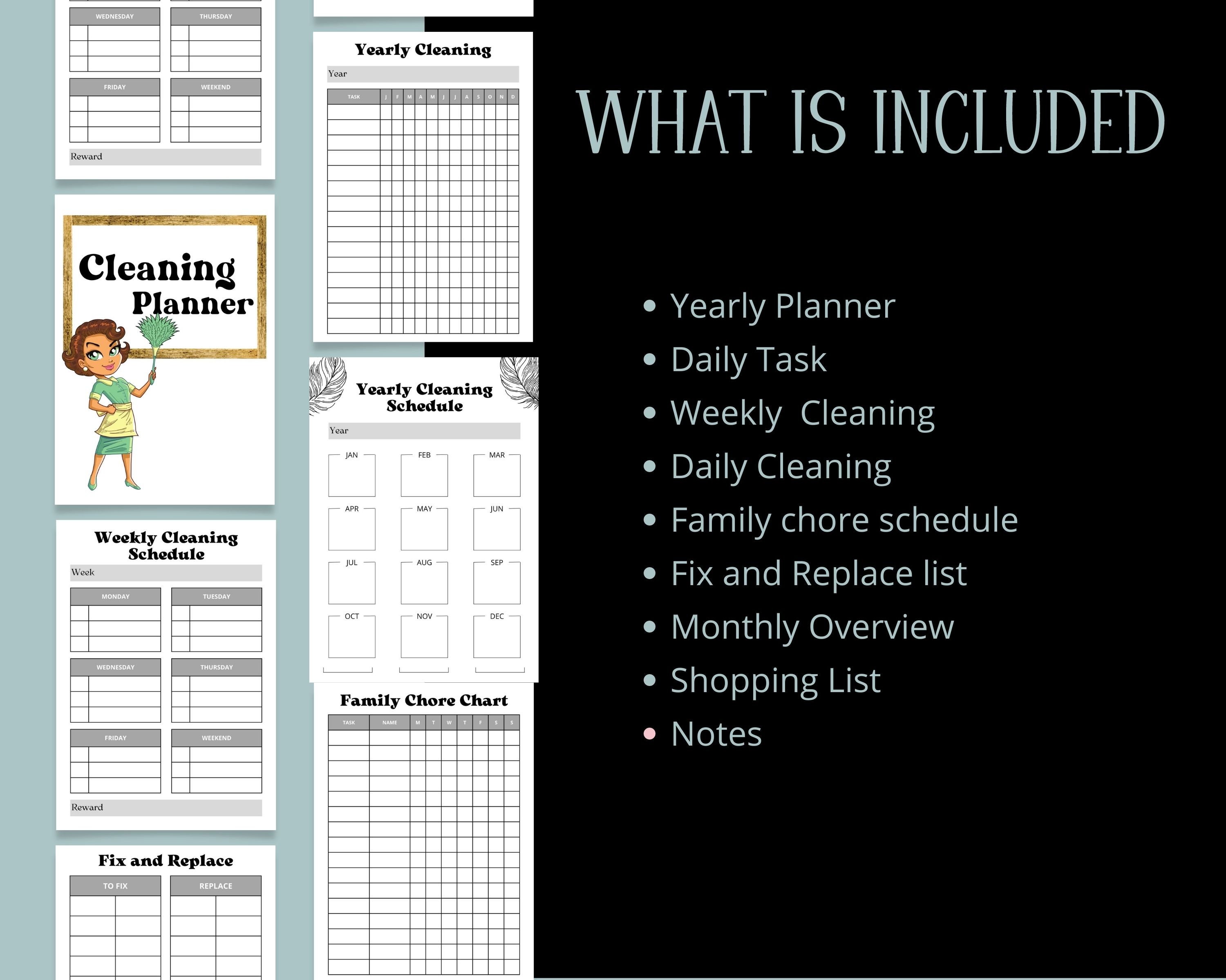Instant Download Minimalist Cleaning Planner, Simple Home Management ...