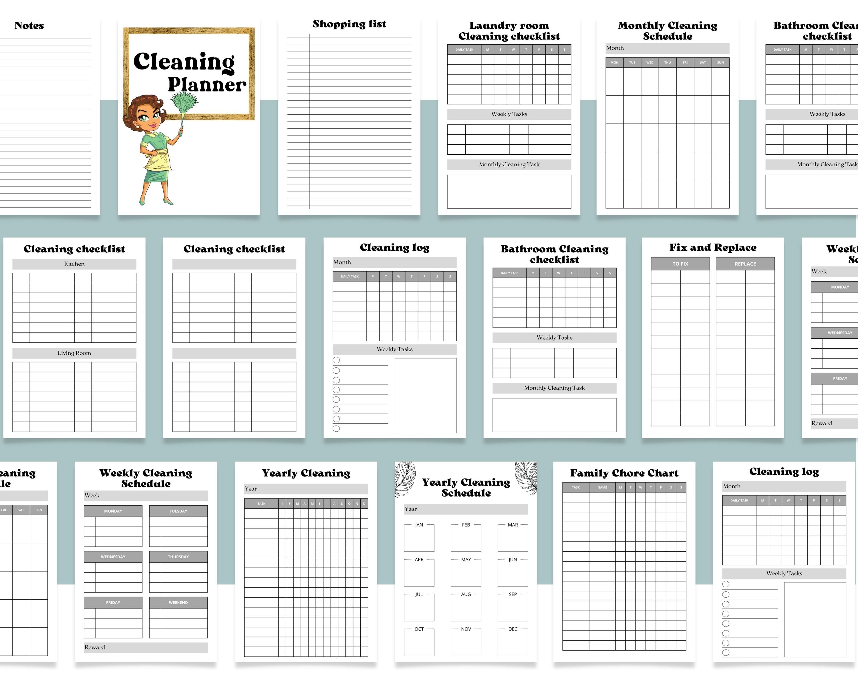 Instant Download Minimalist Cleaning Planner, Simple Home Management ...