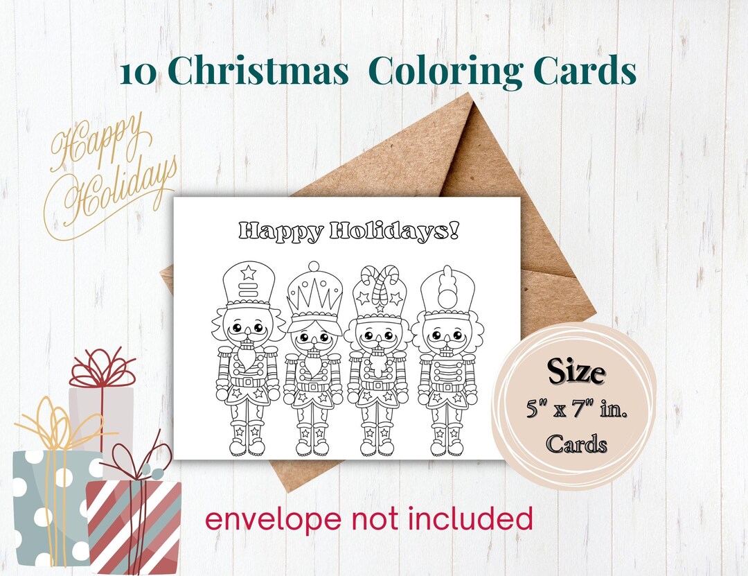 10 Unique Festive Printable Coloring Christmas Cards for the Holidays ...