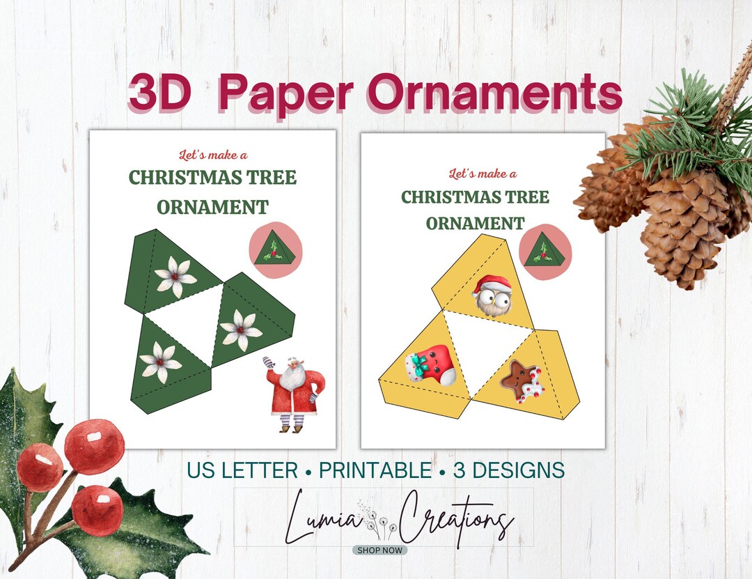 3D Christmas Tree Paper Ornament, Paper Craft, DYI Activity for Kids ...
