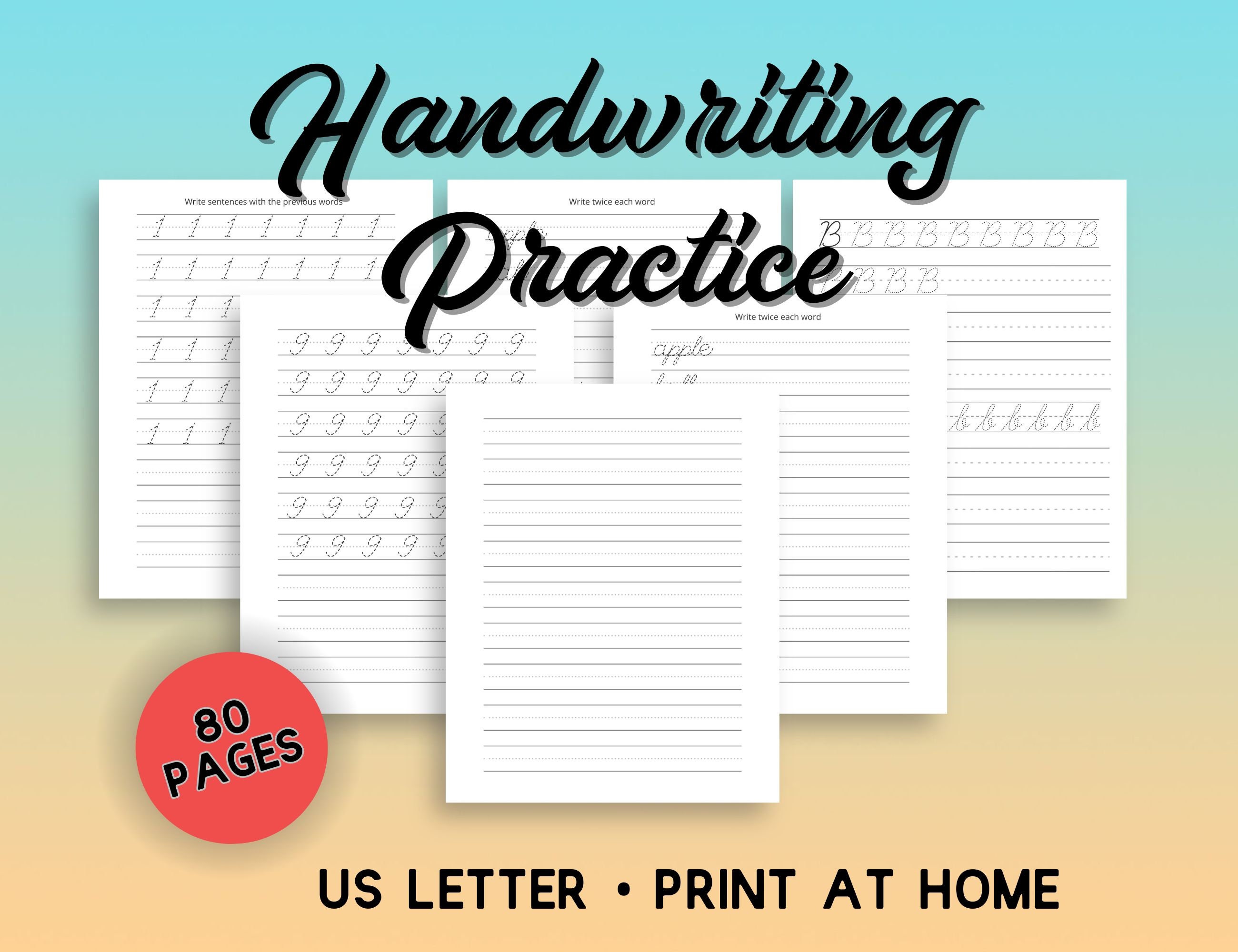 Printable Handwriting Paper Template Writing Practice Workbook With ...