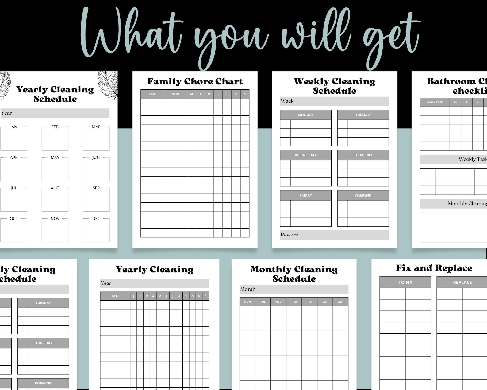 Instant Download Minimalist Cleaning Planner, Simple Home Management ...