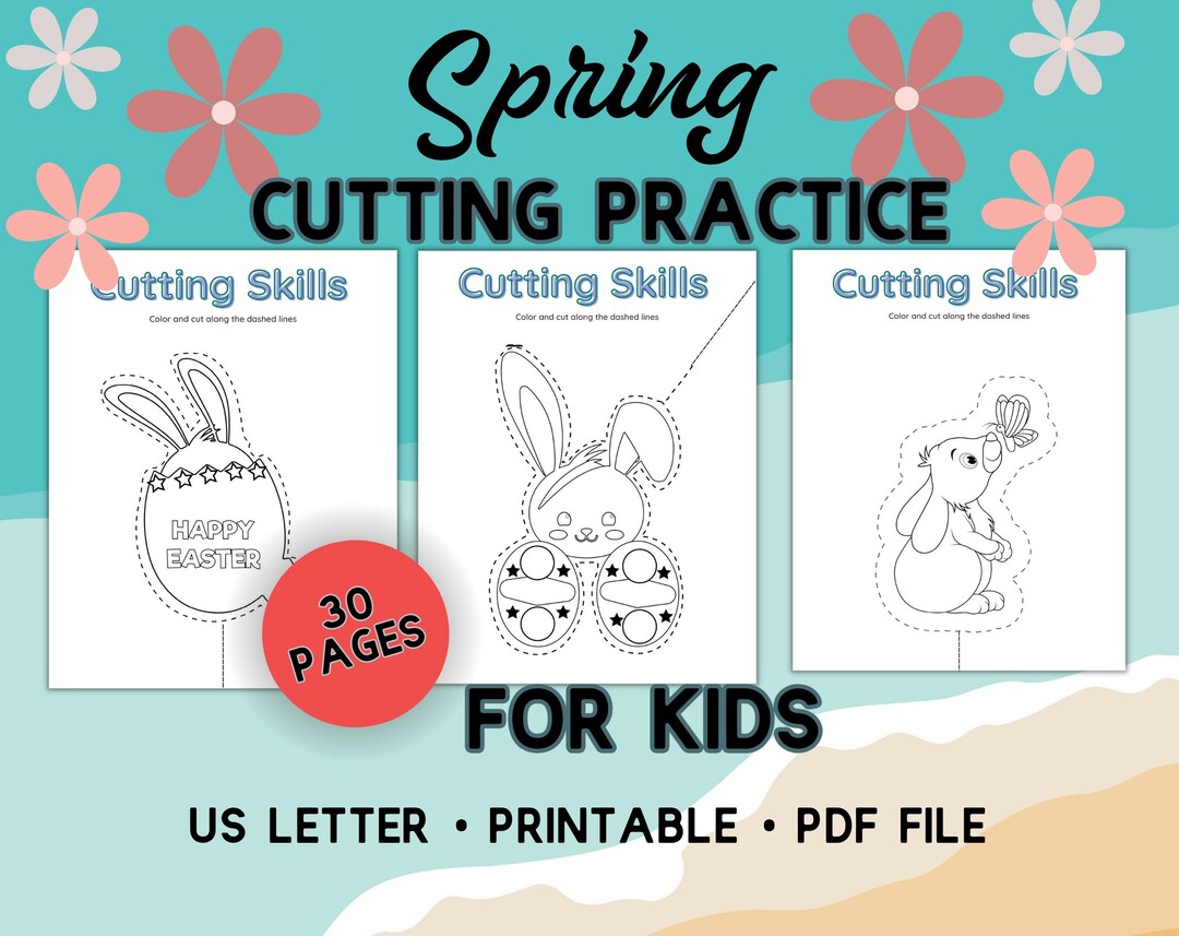 30 Easter Cutting Practice Pages for Kids, Homeschool, Preschool, Pre-k ...