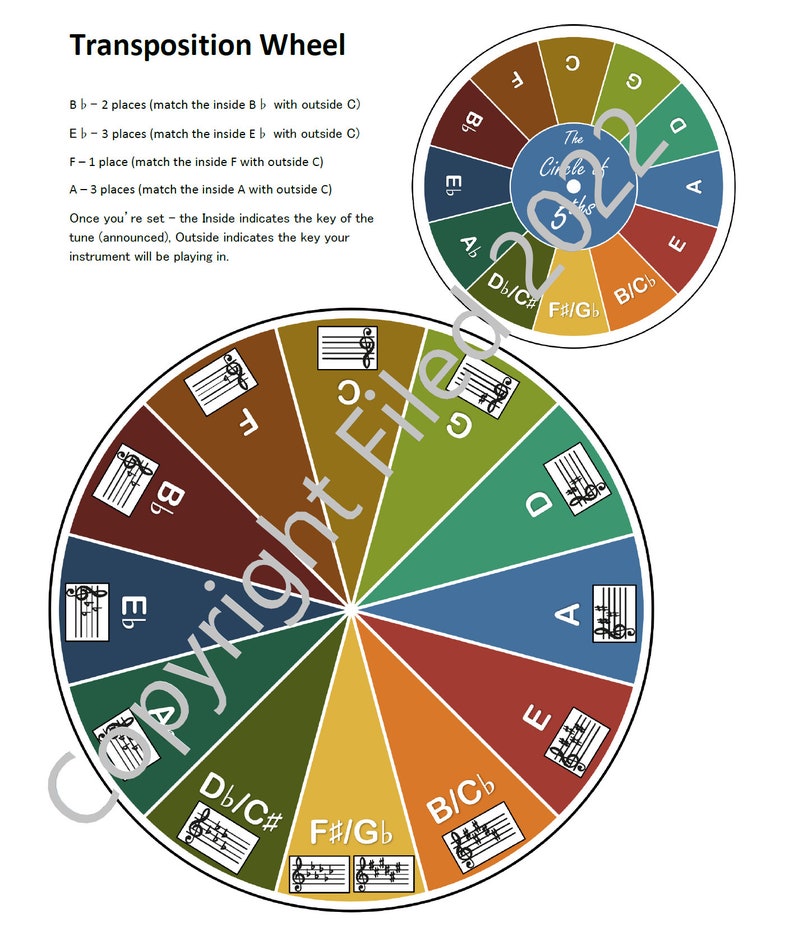 Circle of Fifths Transposing Wheel Digital Download - Etsy