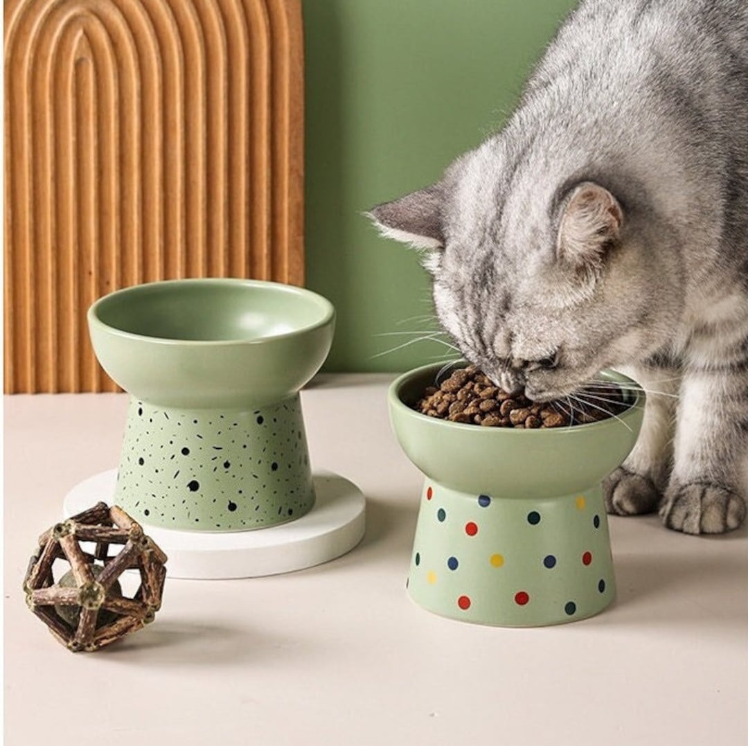 Ceramic Elevated Cat Bowl Raised Cat Bowl Food Elevated Cat - Etsy