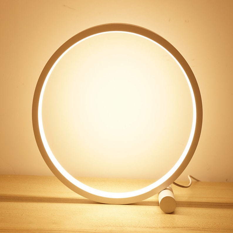 LED Table Lamp Bedroom Circular Desk Lamps for Living Room - Etsy UK